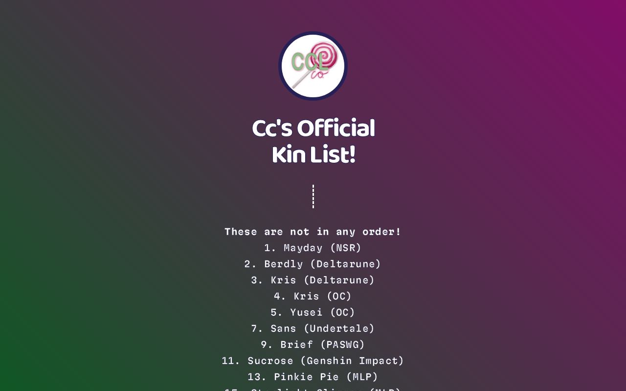 CCL Co.'s Official Kin List!